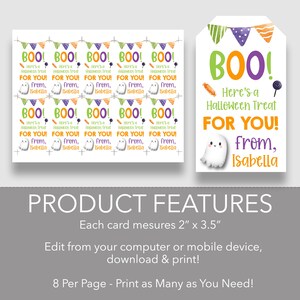 EDITABLE Halloween Favor Tags | Boo Halloween Treat Tags | Printable ...