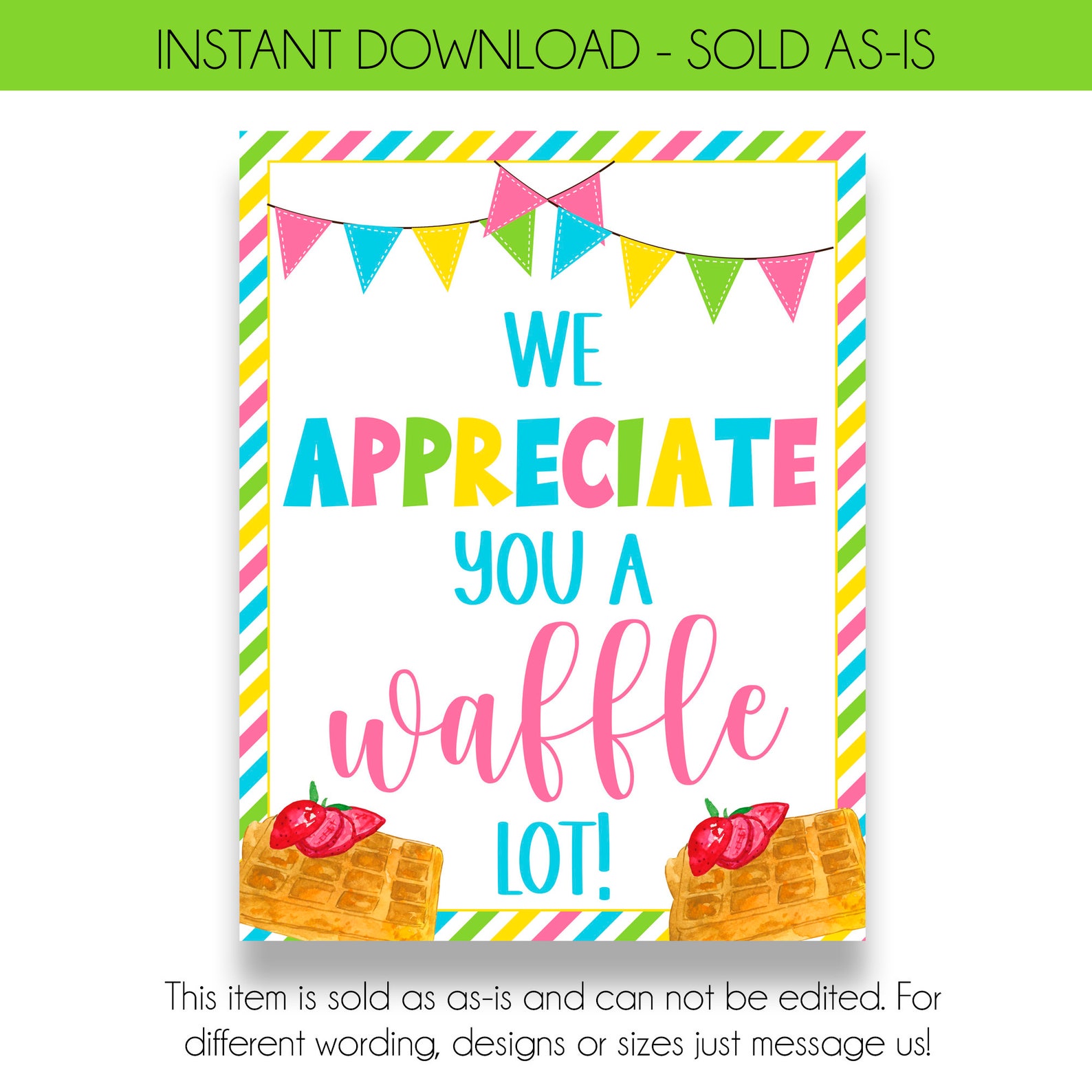 INSTANT DOWNLOAD We Appreciate You a Waffle Lot Appreciation - Etsy