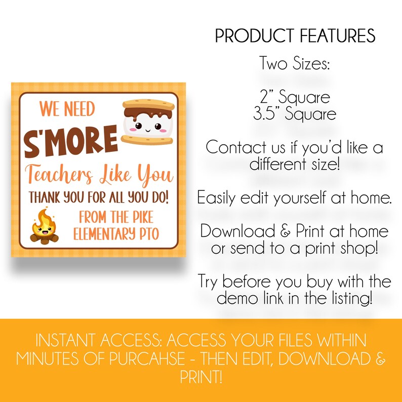 EDITABLE We Need S'more Teachers Like You Gift Tags - Etsy