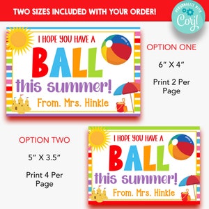 EDITABLE I Hope You Have a Ball This Summer Teacher Postcard for ...