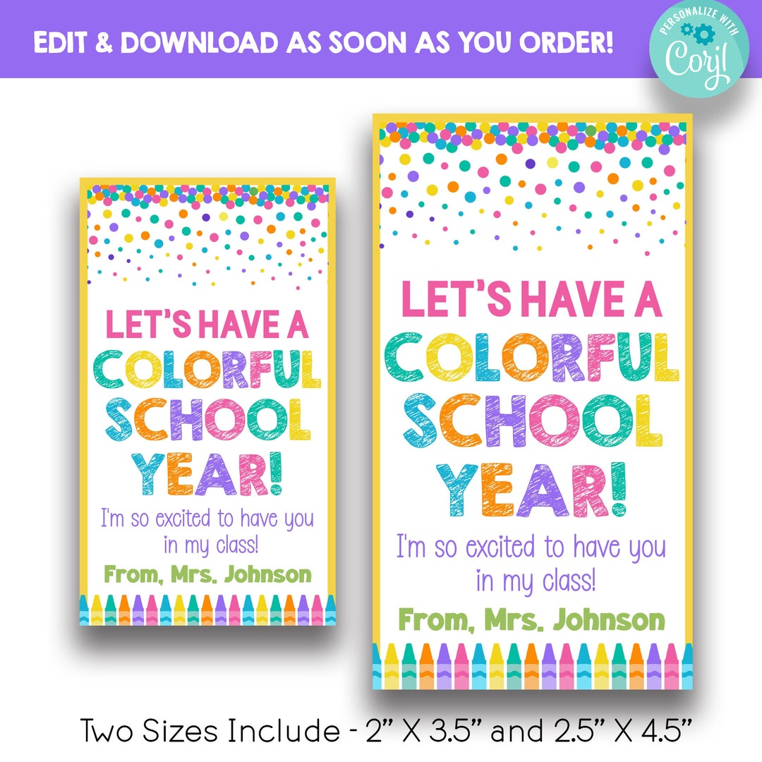 EDITABLE First Day of School Treat Tags | Pastel Let's Have a Colorful ...