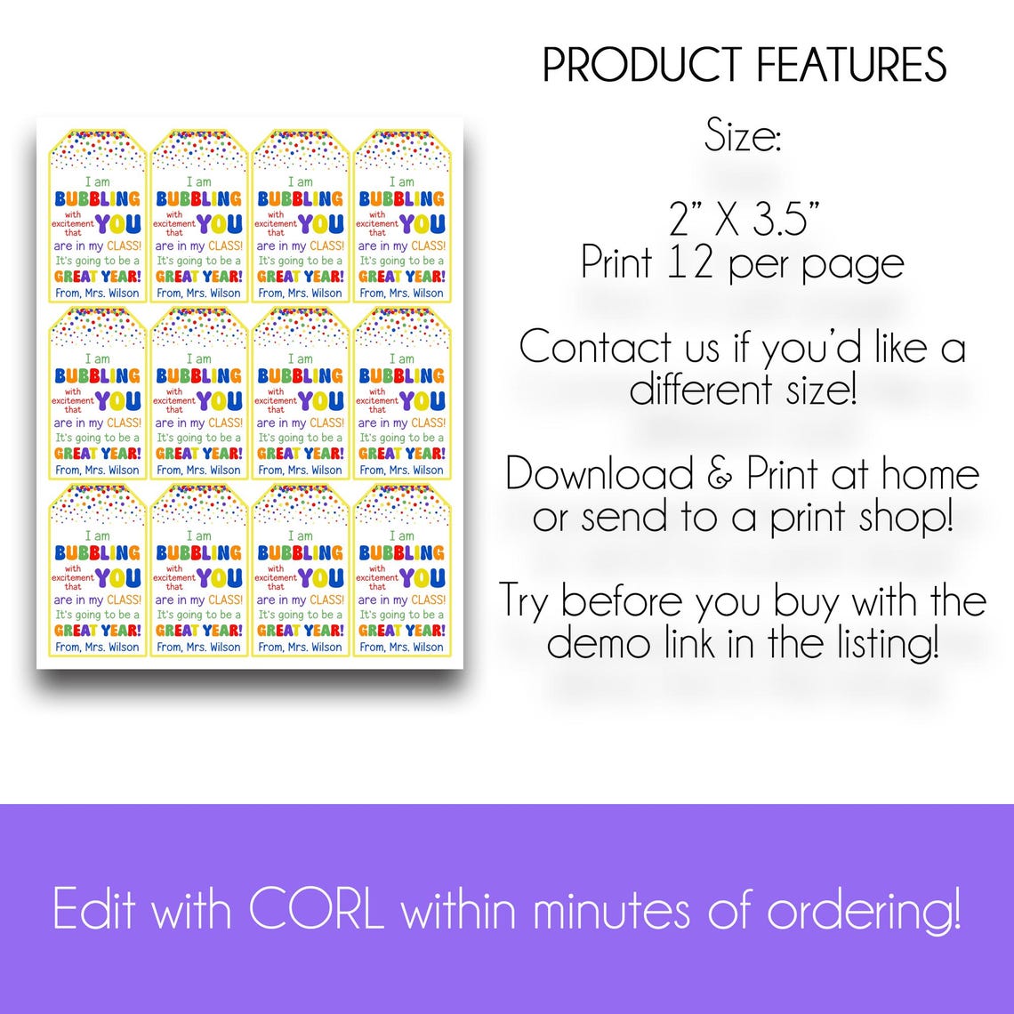 EDITABLE Bright I Am Bubbling With Excitement That You Are in My Class ...