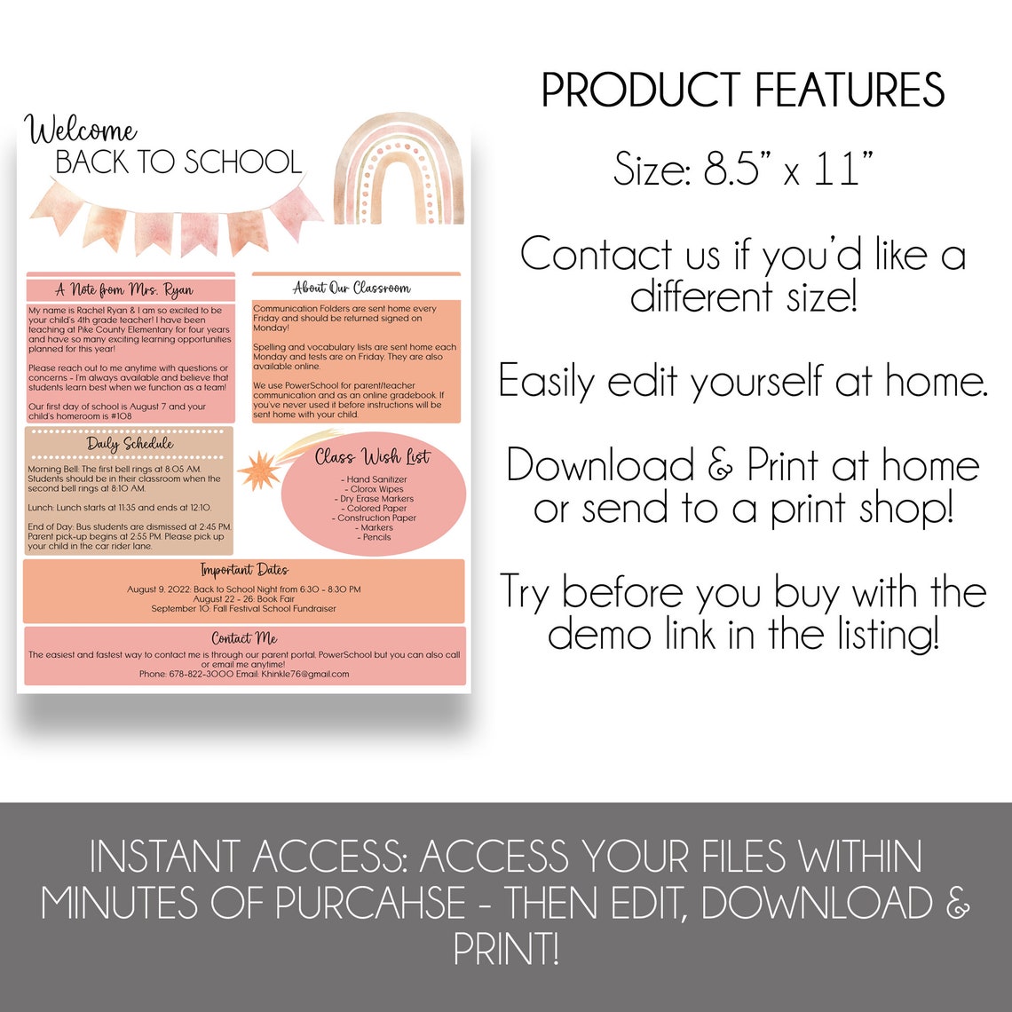 EDITABLE Rainbow Back to School Flyer Welcome Back to School - Etsy