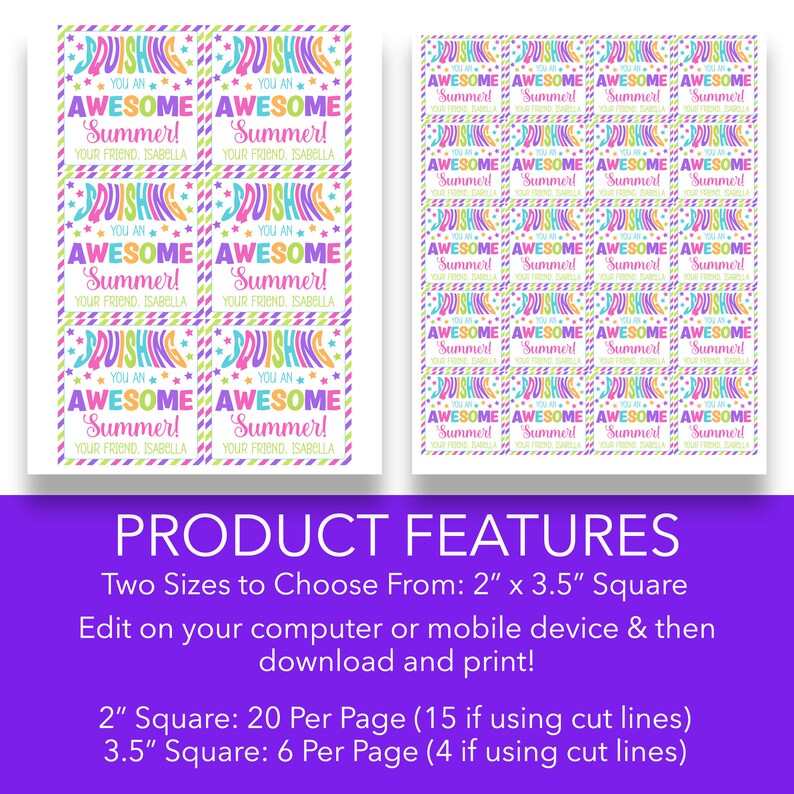 EDITABLE Squishing You an Awesome Summer Kid's Gift Tags | Squish Toy ...