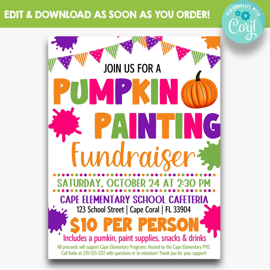 EDITABLE Pumpkin Painting Fundraiser Flyer | Halloween Fundraiser Flyer ...