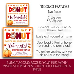 EDITABLE Fall Themed You You Donut Know How Much Your Referrals Mean to ...