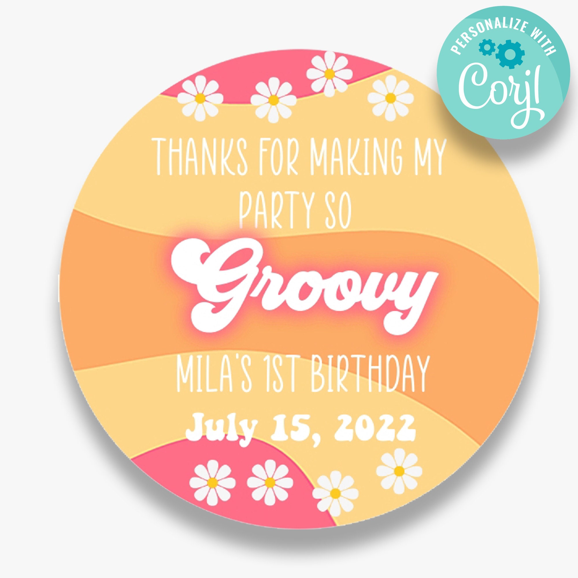 EDITABLE Thanks for Making My Party so Groovy Favor Tags | Pink ...