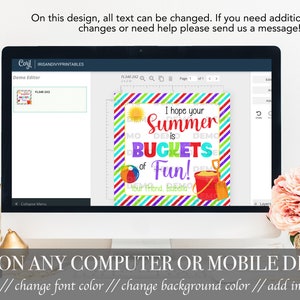 EDITABLE Hope Your Summer is Buckets of Fun Kids Gift Tags | Beach Pail ...