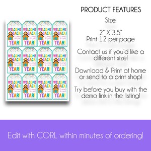 EDITABLE Pastel Welcome Back to School Kid's Treat Bag Tags First Day ...