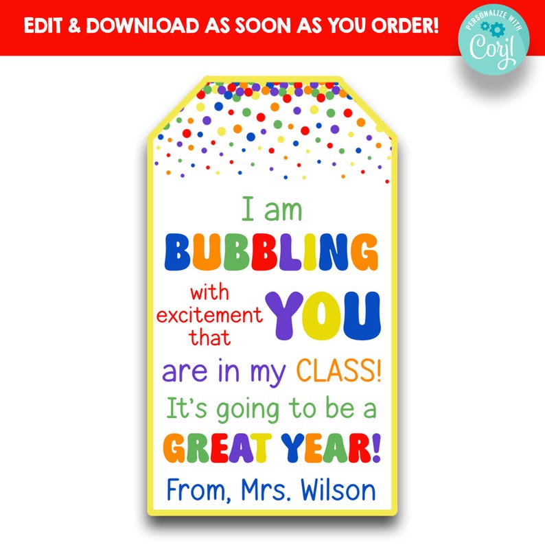 EDITABLE Bright I Am Bubbling With Excitement That You Are in My Class ...
