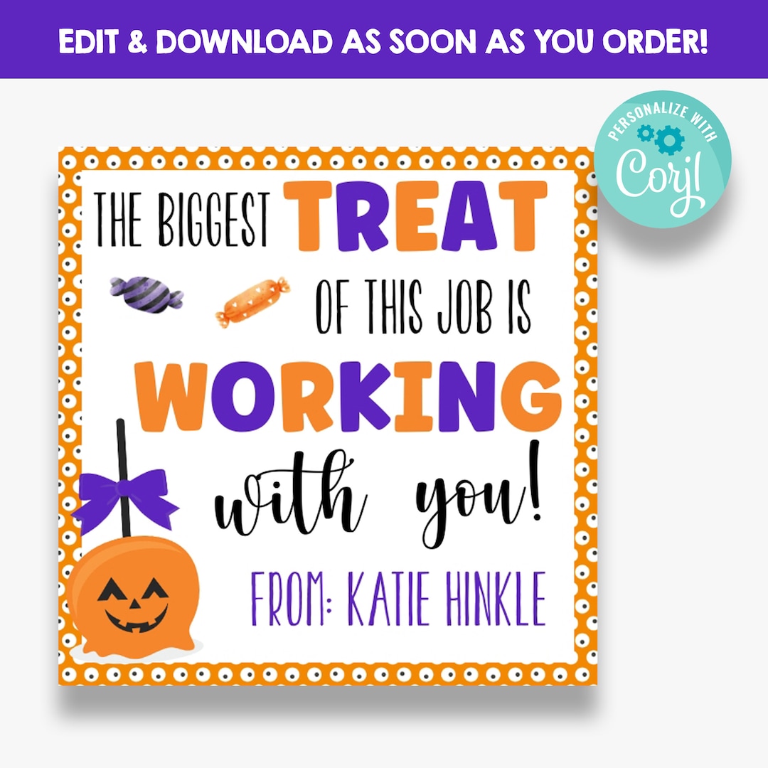 EDITABLE the Biggest Treat Halloween Gift Tags | Coworker Halloween ...