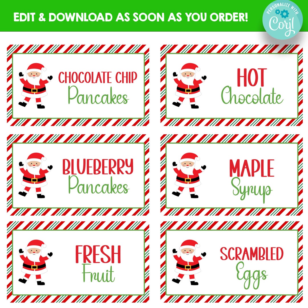 EDITABLE Santa Food Tent Labels | Santa Food Signs | Christmas Food ...