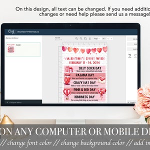 EDITABLE Valentine's Day Spirit Week Itinerary | Valentine Spirit Week ...
