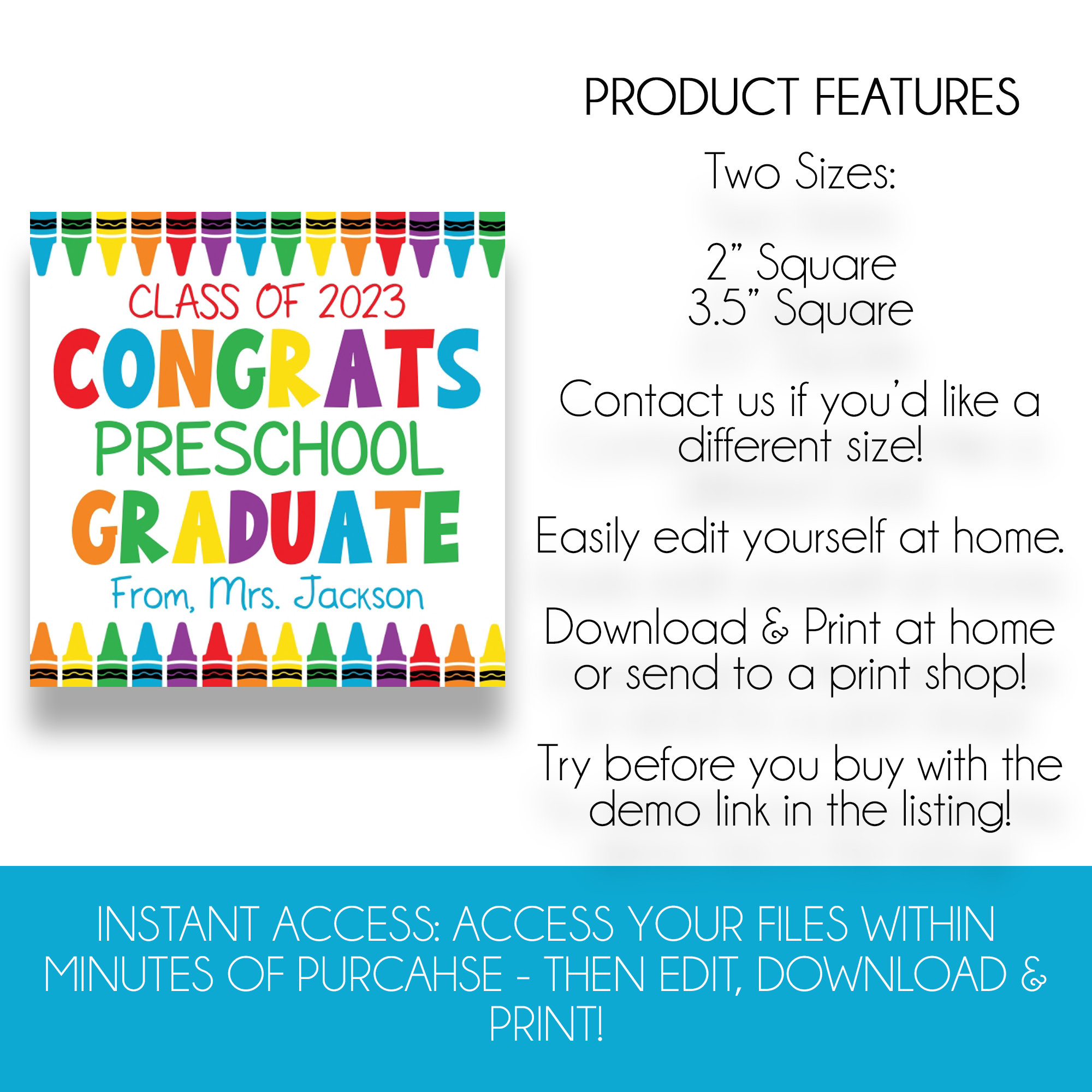 EDITABLE Congrats Preschool Graduate Gift Tag Preschool - Etsy