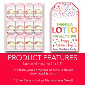 EDITABLE Thanks a Lotto for All You Do Valentine's Day Gift Tags ...
