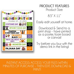 EDITABLE Halloween Spirit Week Flyer | Halloween Office Spirit Week ...