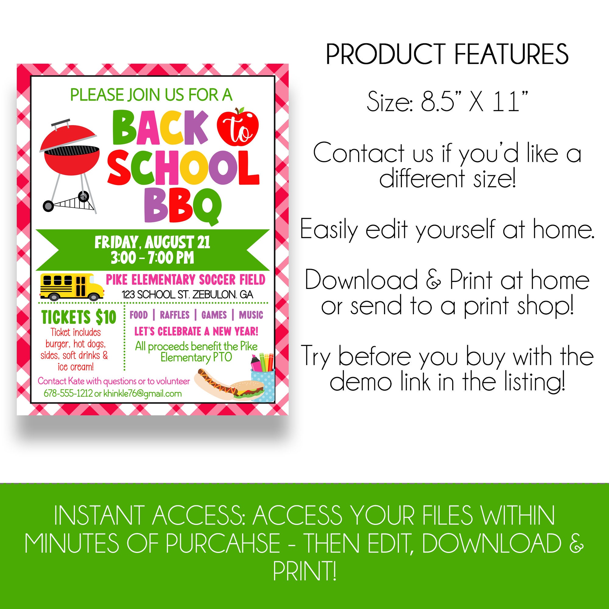 EDITABLE Back to School BBQ With Bonus Tickets | Back to School BBQ ...