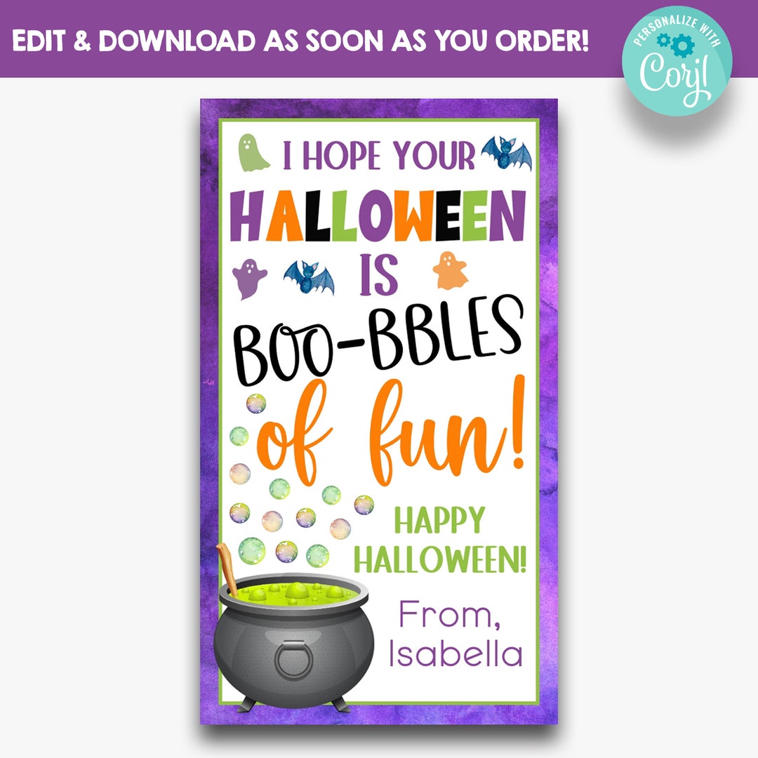 EDITABLE Hope Your Halloween is Boo-bbles of Fun Rectangle Treat Bag ...
