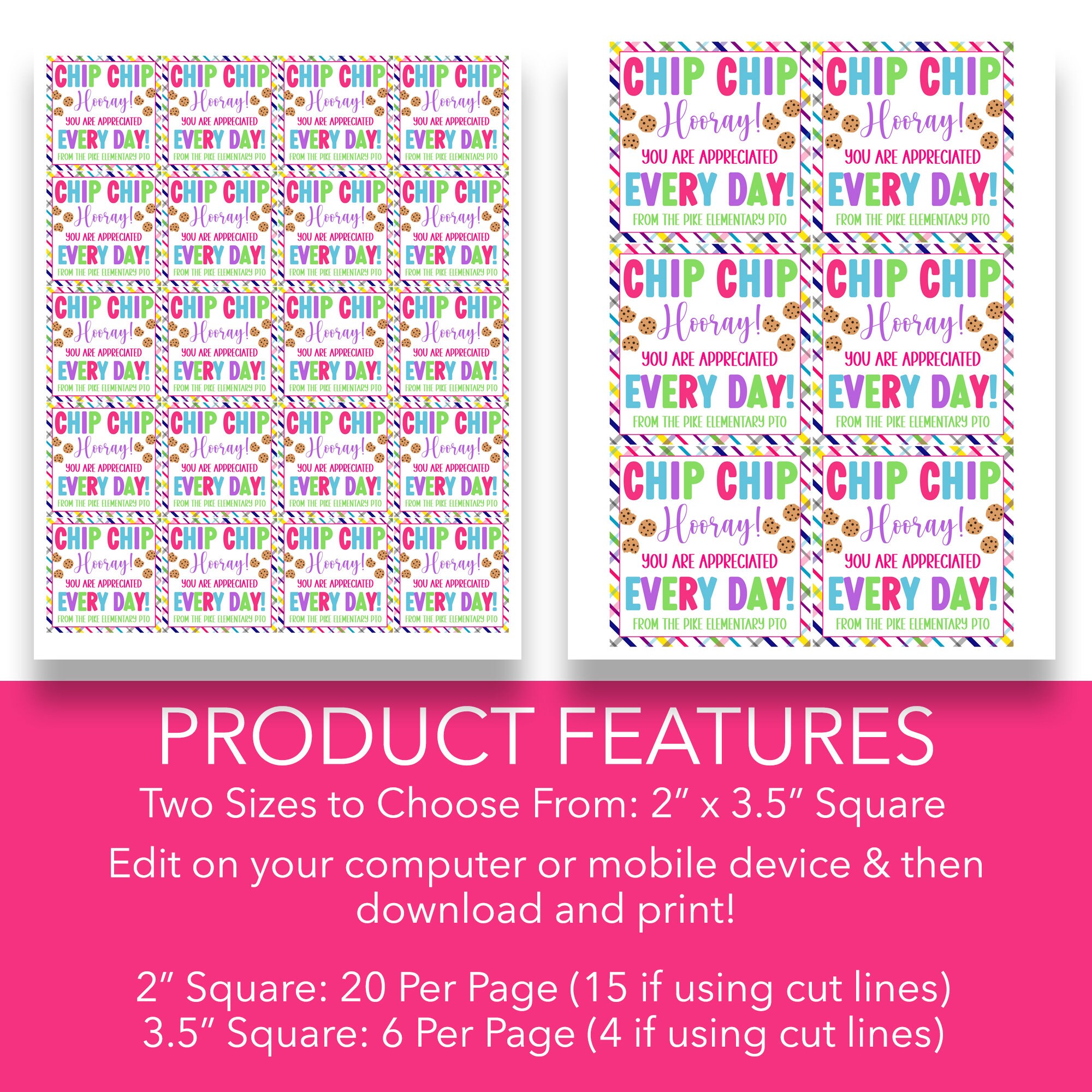 EDITABLE Chip Chip Hooray Appreciation Gift Tags Teacher or - Etsy