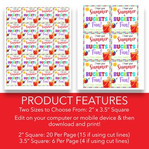 EDITABLE Hope Your Summer is Buckets of Fun Kids Gift Tags | Beach Pail ...