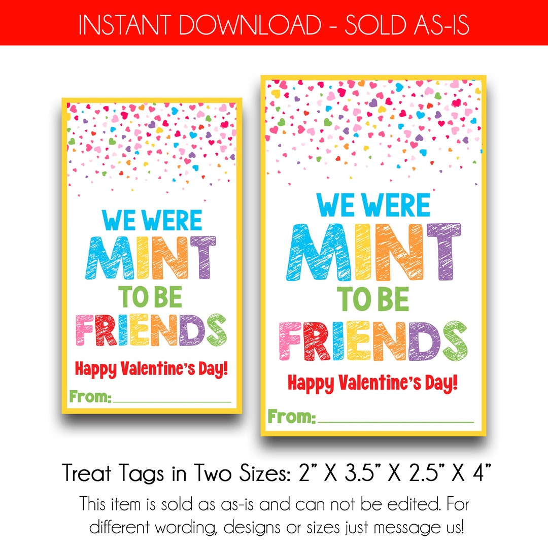 INSTANT DOWNLOAD | We Were Mint to Be Friends Valentine's Day Treat ...
