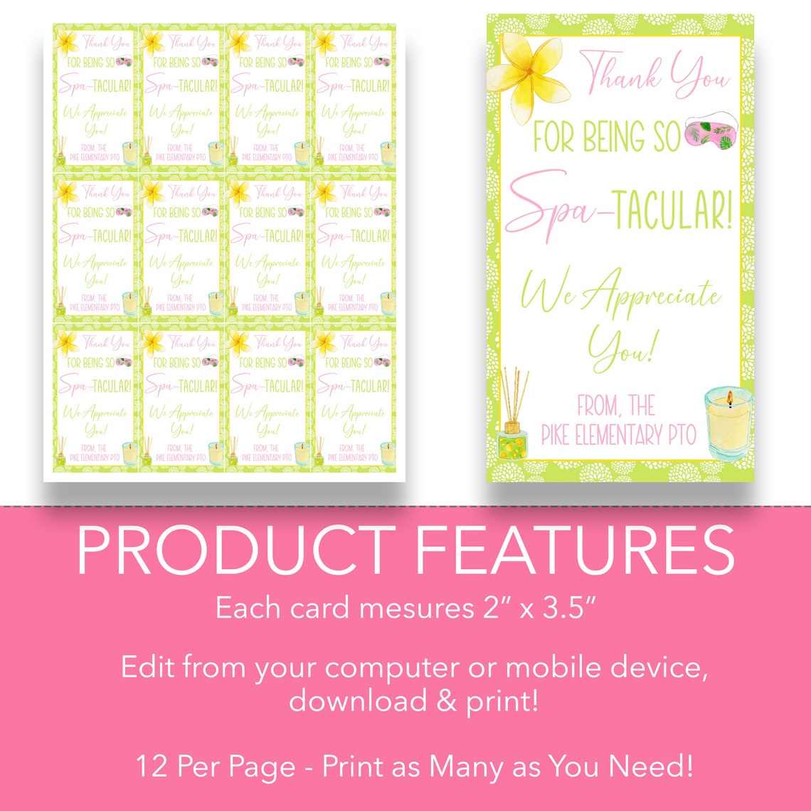 EDITABLE Thank You for Being so Spa-tacular Rectangle Gift Tags | Spa ...