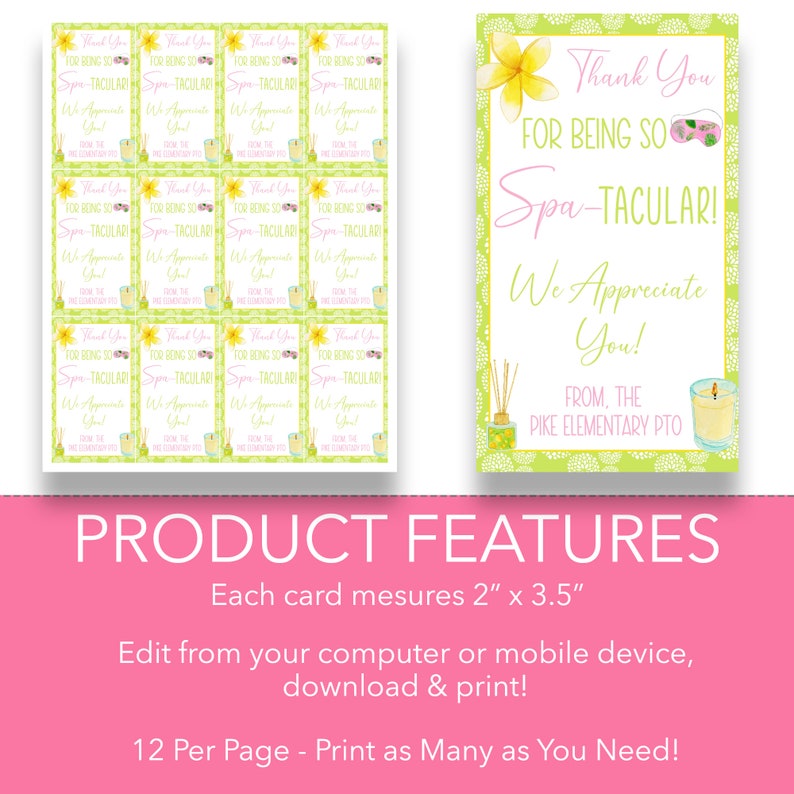 EDITABLE Thank You for Being so Spa-tacular Rectangle Gift - Etsy