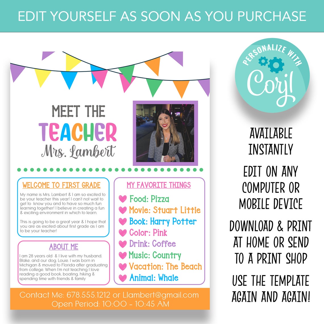 EDITABLE Pastel Meet the Teacher Template Printable Meet the - Etsy