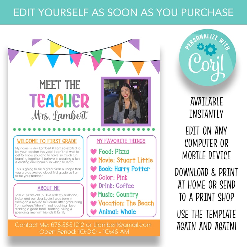 EDITABLE Pastel Meet the Teacher Template Printable Meet the - Etsy