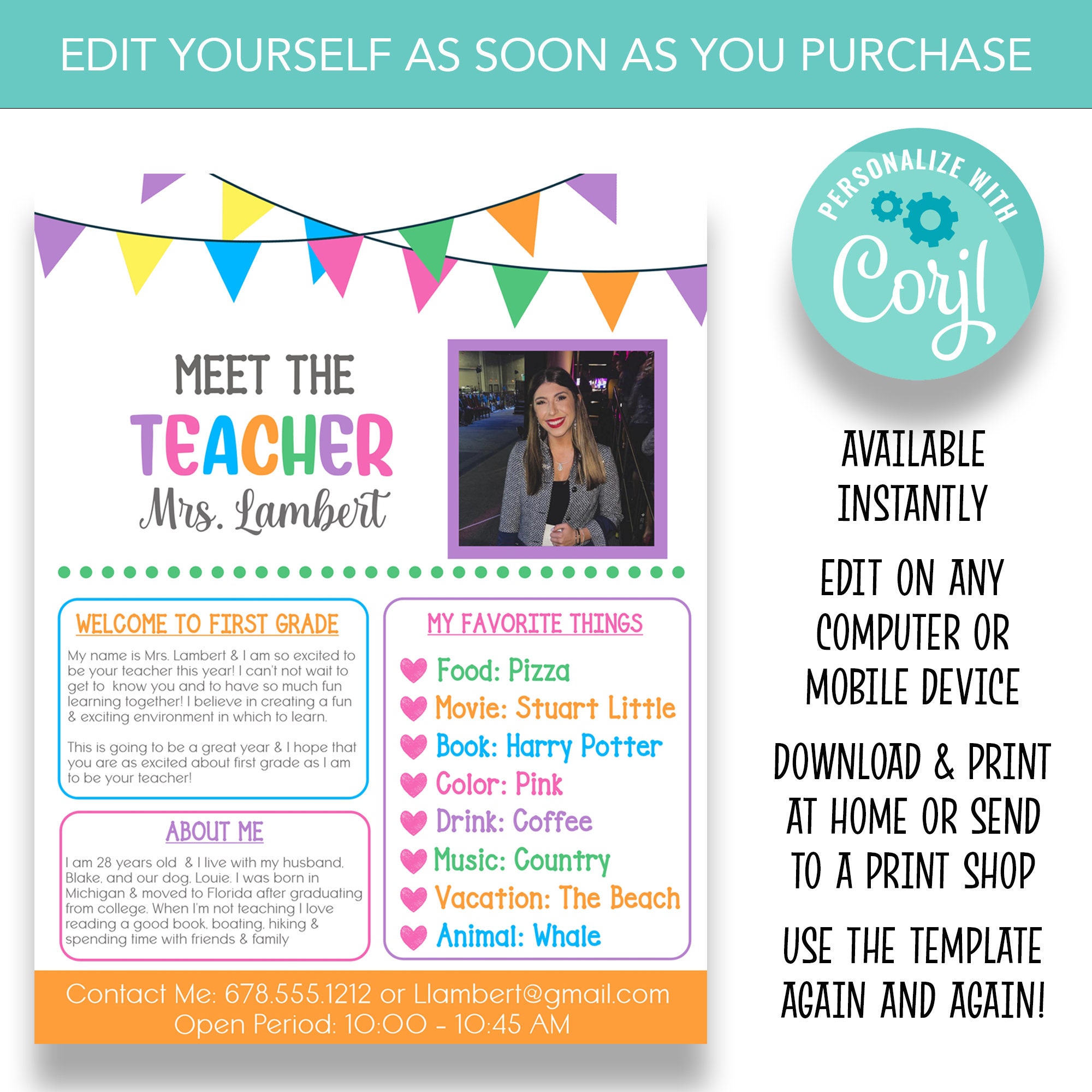 EDITABLE Pastel Meet the Teacher Template Printable Meet the - Etsy