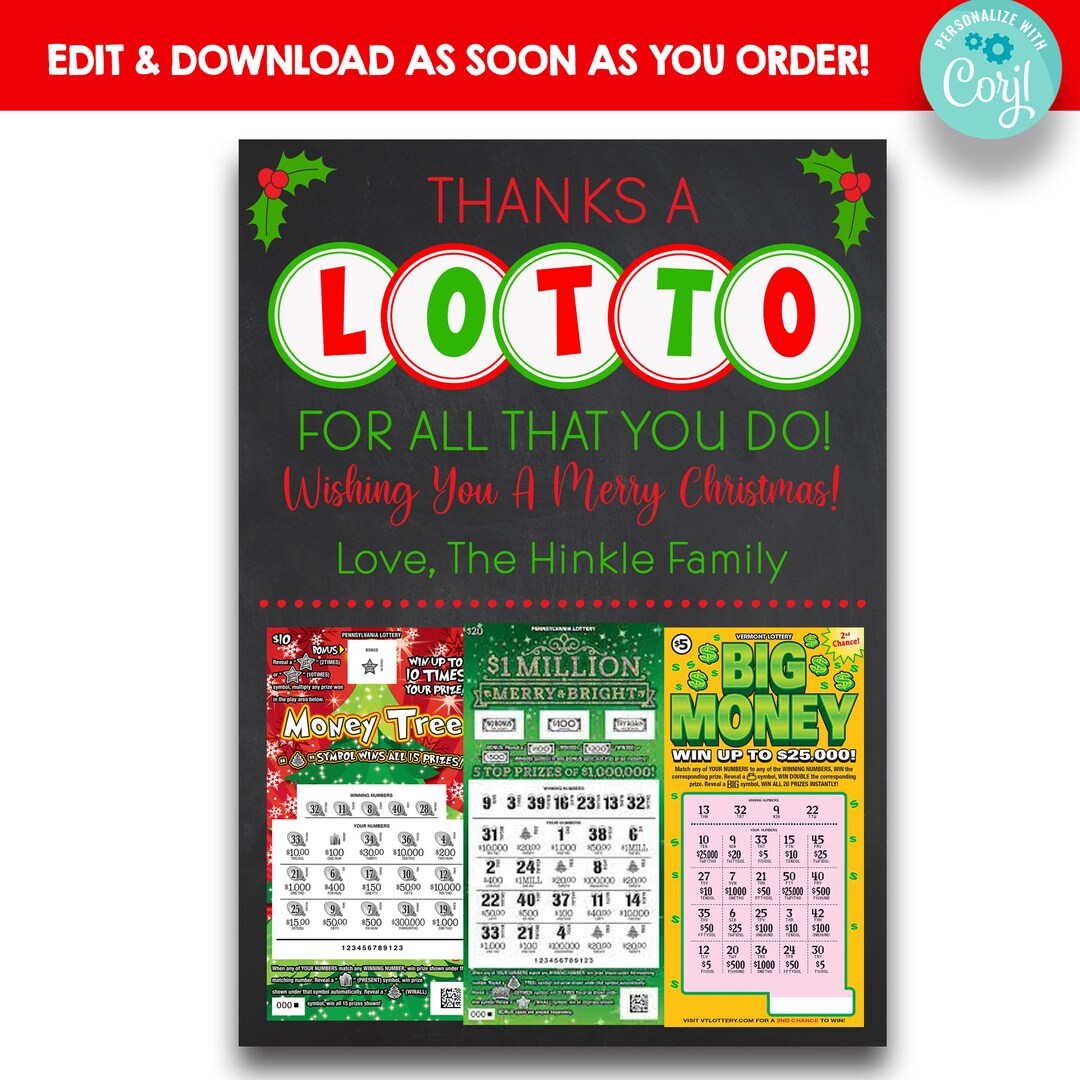 EDITABLE Christmas Lottery Ticket Holder | Christmas Thanks a Lotto for ...