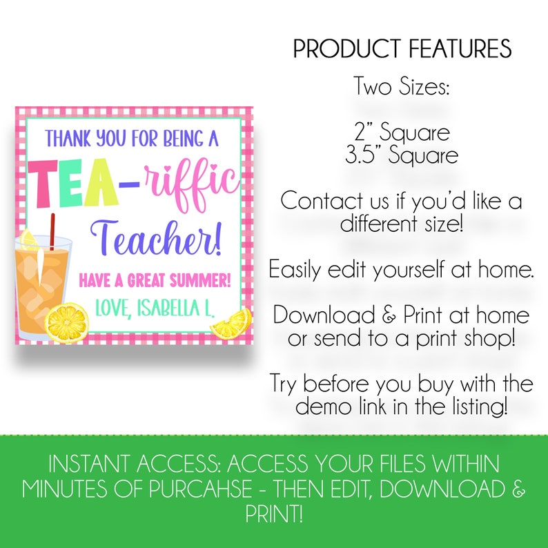 EDITABLE Thank You for Being a Tea-riffic Teacher Gift Tags - Etsy