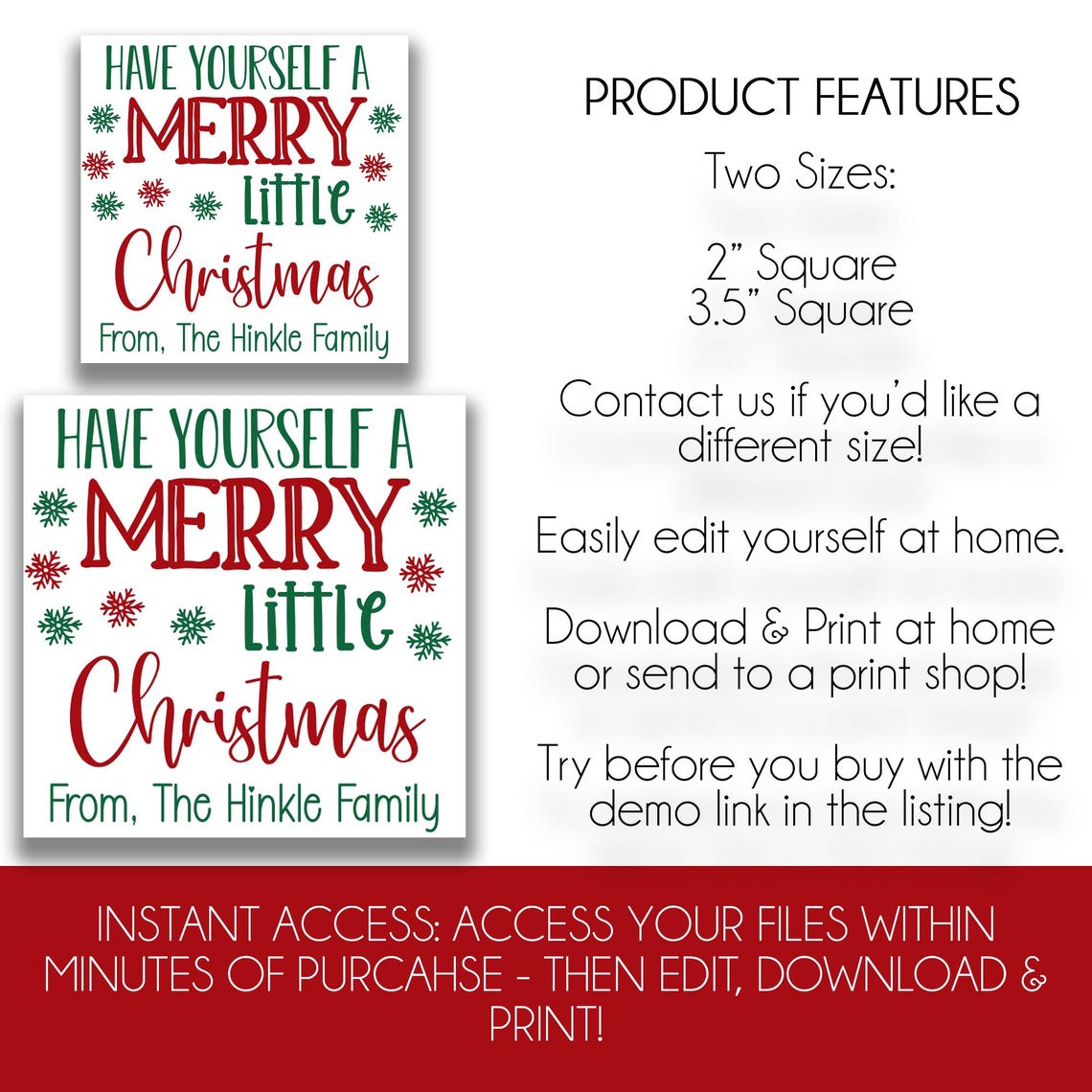 EDITABLE Square Have Yourself a Merry Little Christmas Gift Tags ...
