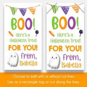 EDITABLE Halloween Favor Tags | Boo Halloween Treat Tags | Printable ...