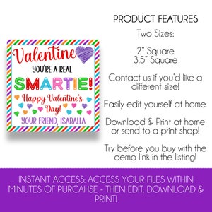 EDITABLE You're a Real Smartie Valentine Gift Tag | Printable Kids ...