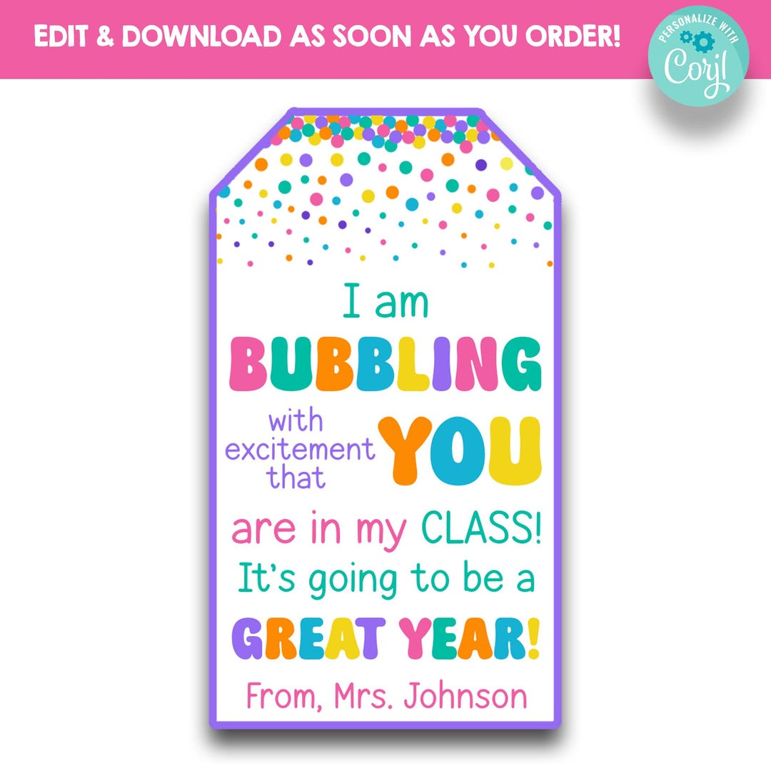 EDITABLE Pastel I Am Bubbling With Excitement That You Are in My Class ...
