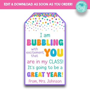 EDITABLE Pastel I Am Bubbling With Excitement That You Are in My Class ...