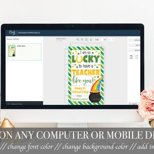 EDITABLE I'm so Lucky to Have a Teacher Like You St Patrick's Day Treat ...