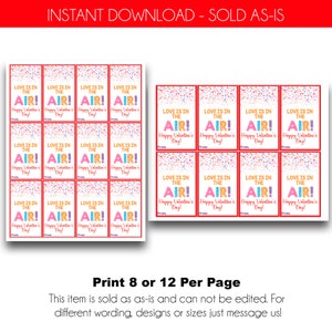 INSTANT DOWNLOAD | Love is in the Air Valentine's Day Treat Tags ...