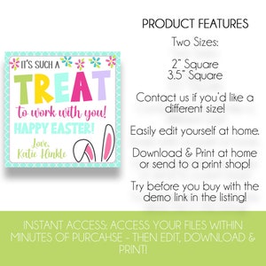 EDITABLE It's a Treat to Work With You Easter Gift Tags | Easter Treat ...