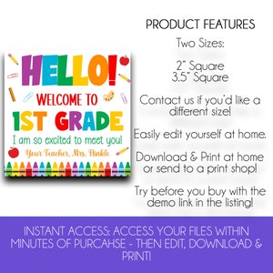 EDITABLE Welcome Back to School Kids Favor Tags for Any Grade ...