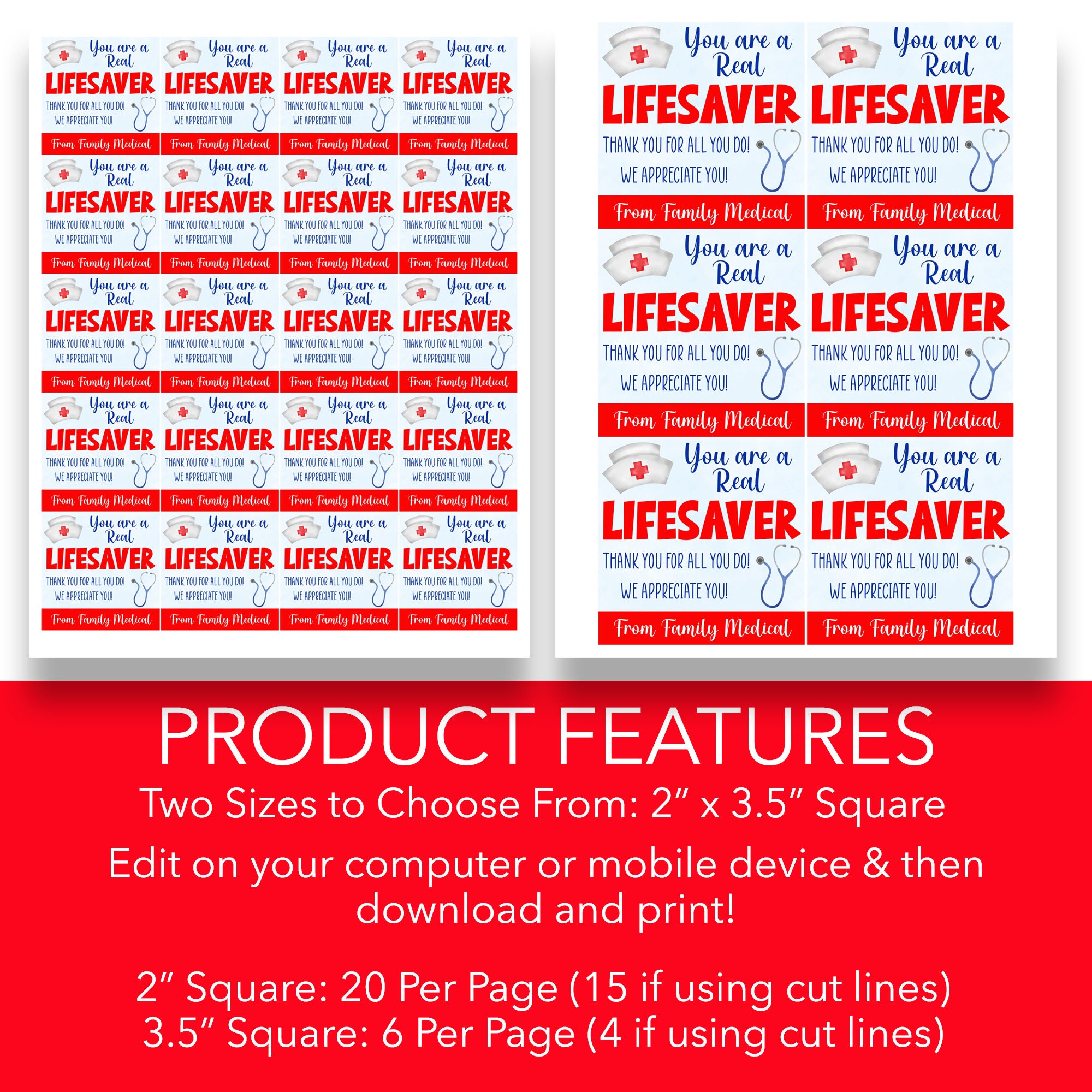 EDITABLE You Are a Real Lifesaver Nurse Appreciation Gift Tags - Etsy