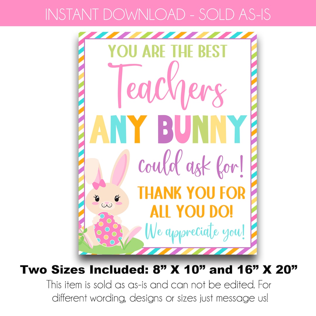 INSTANT DOWNLOAD | You Are the Best Teachers Any Bunny Could Ask for ...