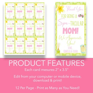 EDITABLE Thank You for Being a Spa-tacular Mom Rectangle Gift Tags ...