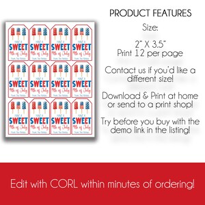 EDITABLE Have a Sweet 4th of July Gift Tags | Popsicle Treat Bag Tags ...
