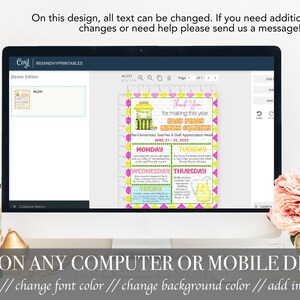 EDITABLE Lemonade Themed Teacher Appreciation Week Itinerary | Teacher ...