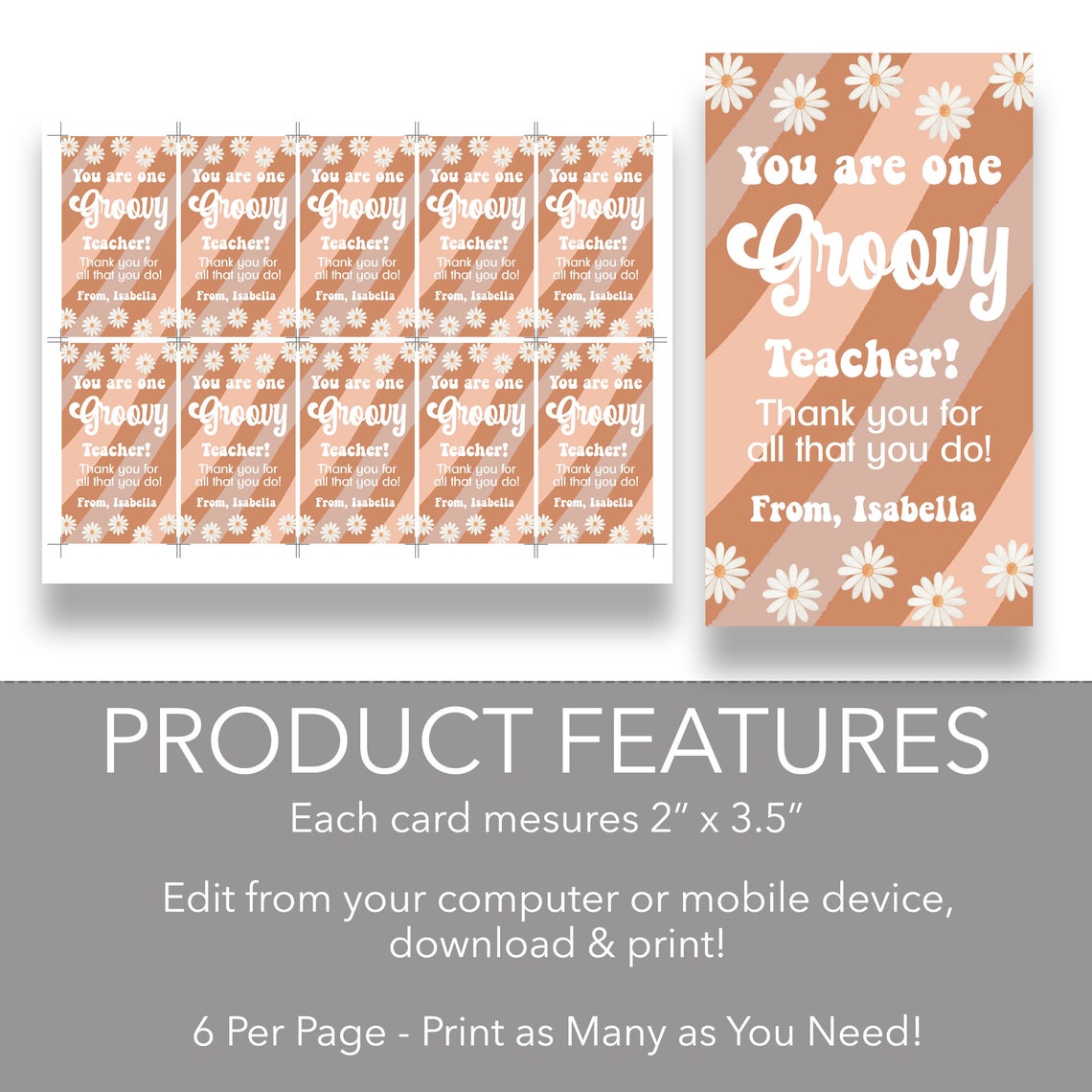 EDITABLE Groovy Teacher Thank You Tags One Groovy Teacher - Etsy