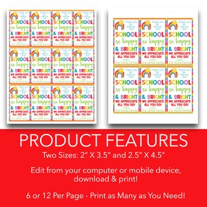 EDITABLE Thank You for Making This School so Happy & Bright Teacher ...