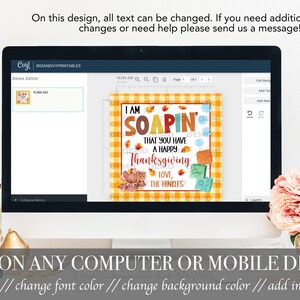 EDITABLE Soapin' You Have a Happy Thanksgiving Square Gift Tag | Soap ...