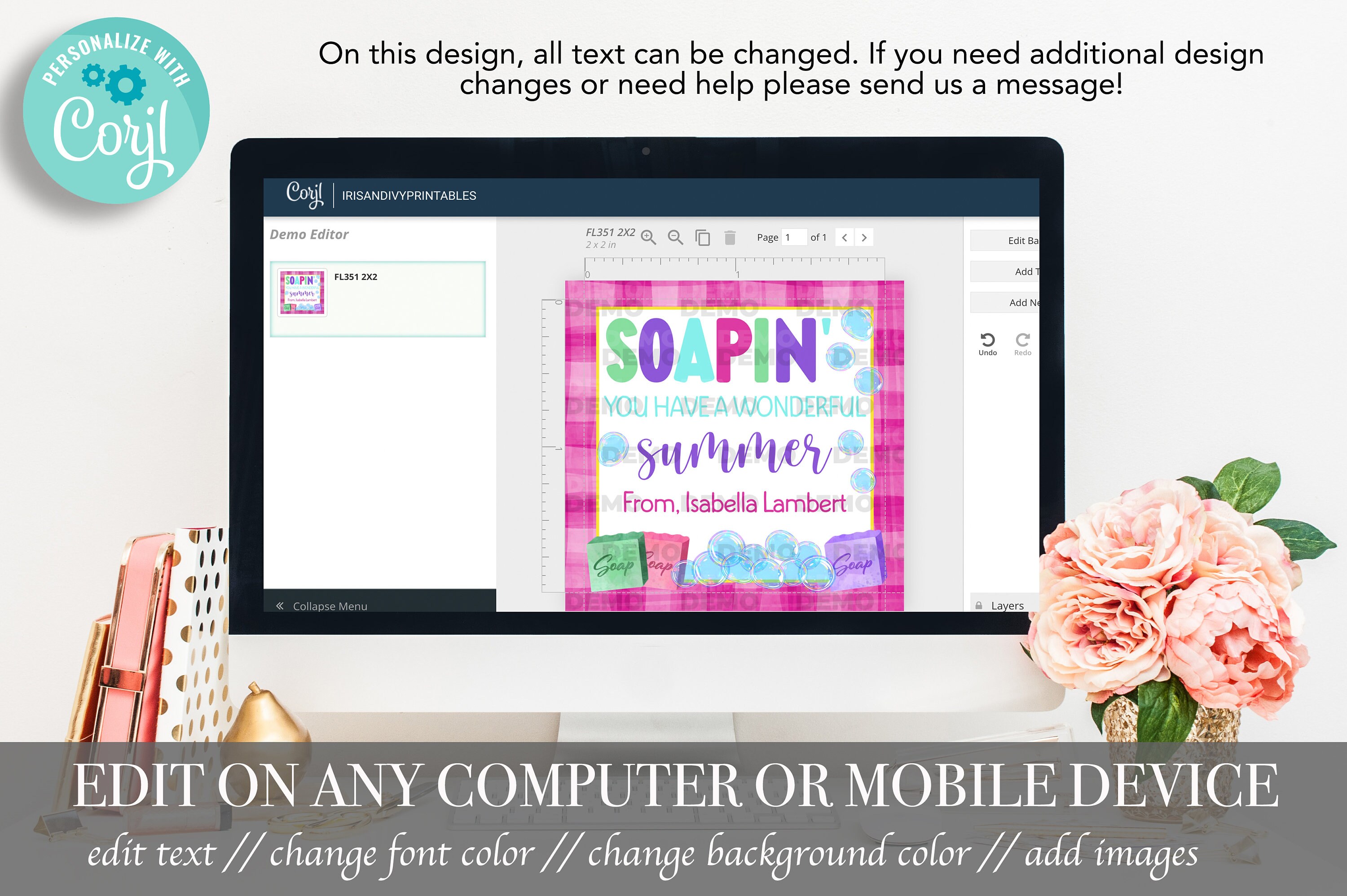 EDITABLE Soapin' You Have a Wonderful Summer Gift Tags - Etsy